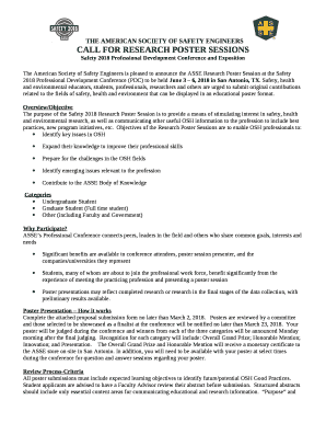 CALL FOR RESEARCH POSTER SESSIONS Doc Template | pdfFiller