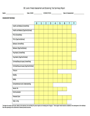 DC Level of Need Assessment and Screening Tool Summary Report - dds dc ...