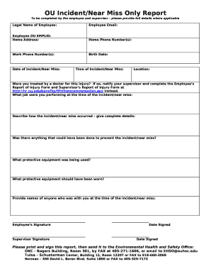 Near Miss Incident Report Form | pdfFiller