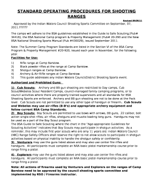 STANDARD OPERATING PROCEDURES FOR SHOOTING RANGES Doc Template | pdfFiller