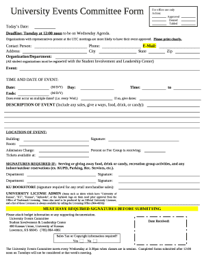 University Events Committee - silc ku Doc Template | pdfFiller