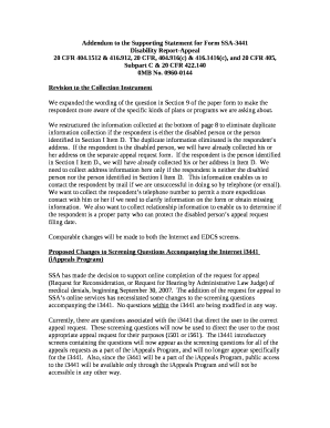 Addendum to the Supporting Statement for SSA-3441 Doc Template | pdfFiller