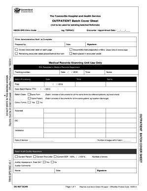 Fillable Online OUTPATIENT Batch Cover Sheet Fax Email Print - pdfFiller