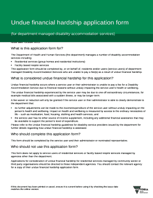 Undue financial hardship application Doc Template | pdfFiller