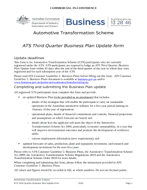 ATS Third Quarter Business Plan Update Doc Template | pdfFiller
