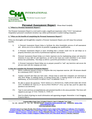 Personal Assessment Report - Please Read Carefully Doc Template | pdfFiller