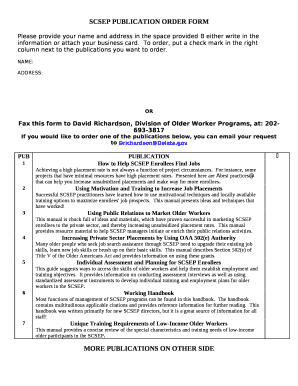 SCSEP PUBLICATION ORDER Doc Template | pdfFiller