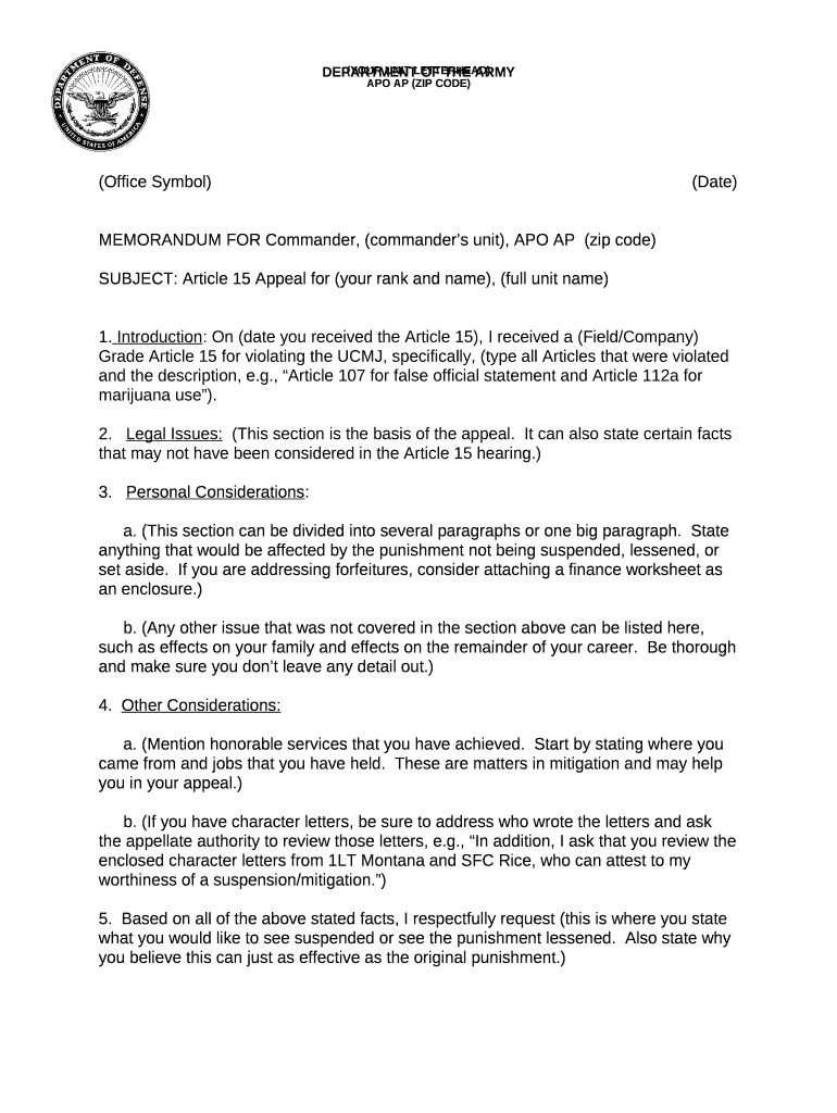 MEMORANDUM FOR Commander, (commanders unit), APO AP(zip code) Doc ...