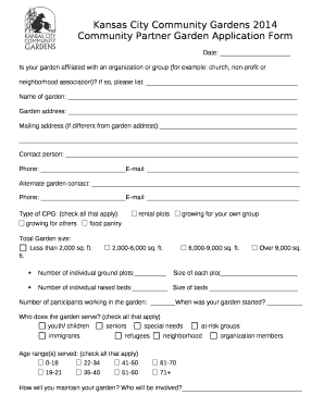 Community Partner Garden Application Doc Template | pdfFiller