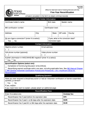 Five-Year Recertification Doc Template | pdfFiller