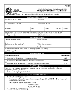 Multiple-Certificate Annual Renewal Doc Template | pdfFiller