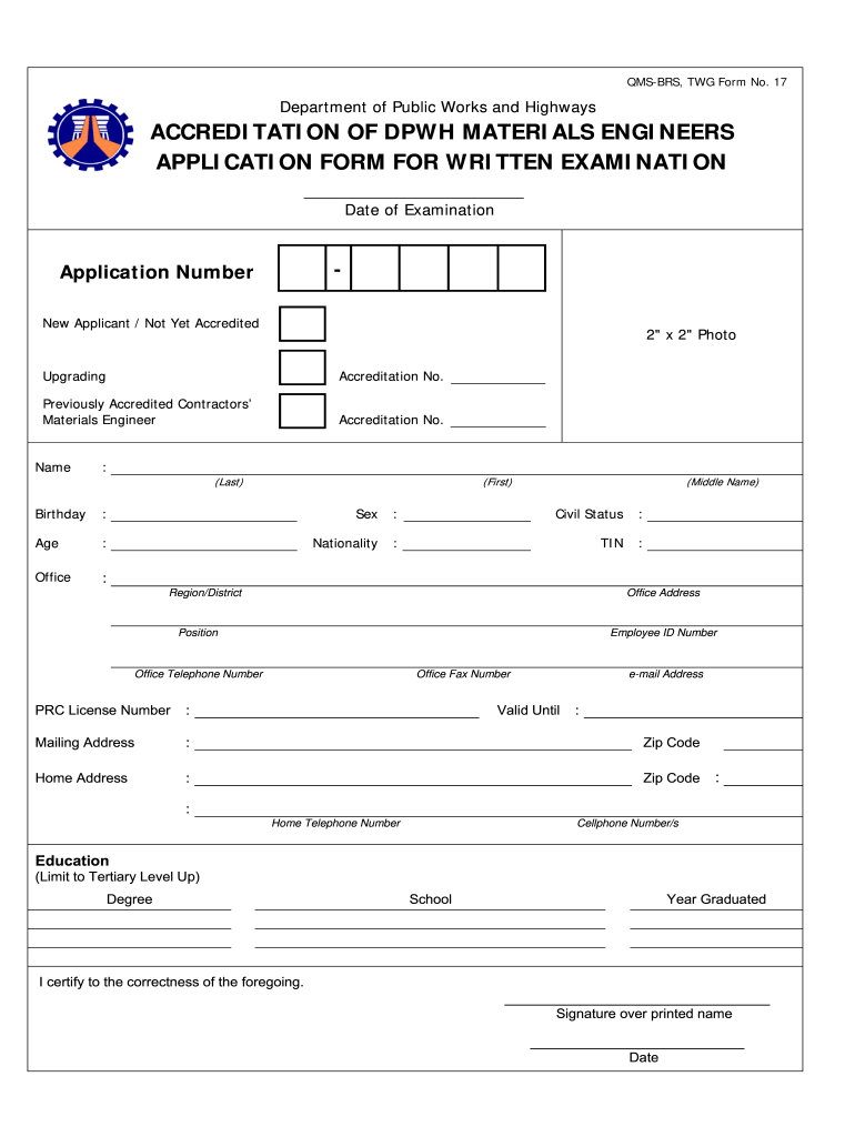 Dpwh Accreditation Fill Online Printable Fillable Blank PdfFiller