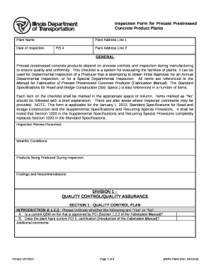 Inspection for Precast PrestressedConcrete Product Plants Doc Template ...