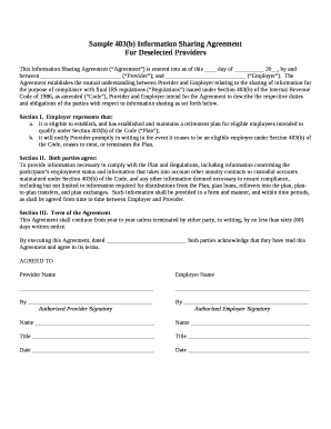 Sample 403(b) Ination Sharing Agreement Doc Template | pdfFiller