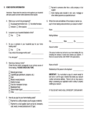 Fillable Online HOME HEATING INFORMATION Fax Email Print - pdfFiller