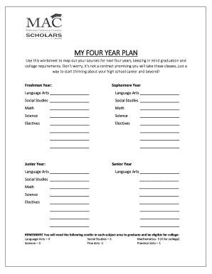 Fillable Online MY FOUR YEAR PLAN Fax Email Print - pdfFiller