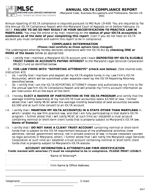 ANNUAL IOLTA COMPLIANCE REPORT Doc Template | pdfFiller