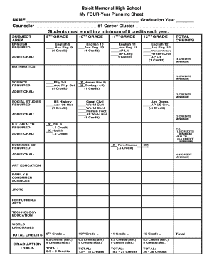 Fillable Online My FOUR-Year Planning Sheet Fax Email Print - pdfFiller