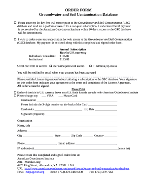 Groundwater and Soil Contamination Database Doc Template | pdfFiller