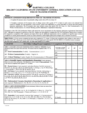 Fillable Online 2016-2017 CALIFORNIA STATE UNIVERSITY GENERAL EDUCATION ...