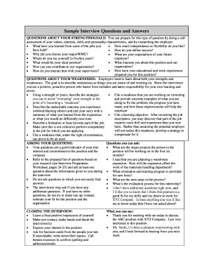 Fillable Online Behavioral questions c examples ( Fax Email Print - pdfFiller