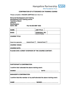Confirmation Letter For Training Attendance - Fill Online, Printable ...