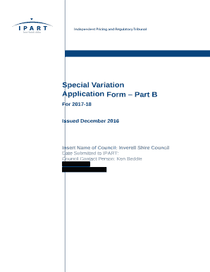 Special Variation Application Part B Doc Template | pdfFiller