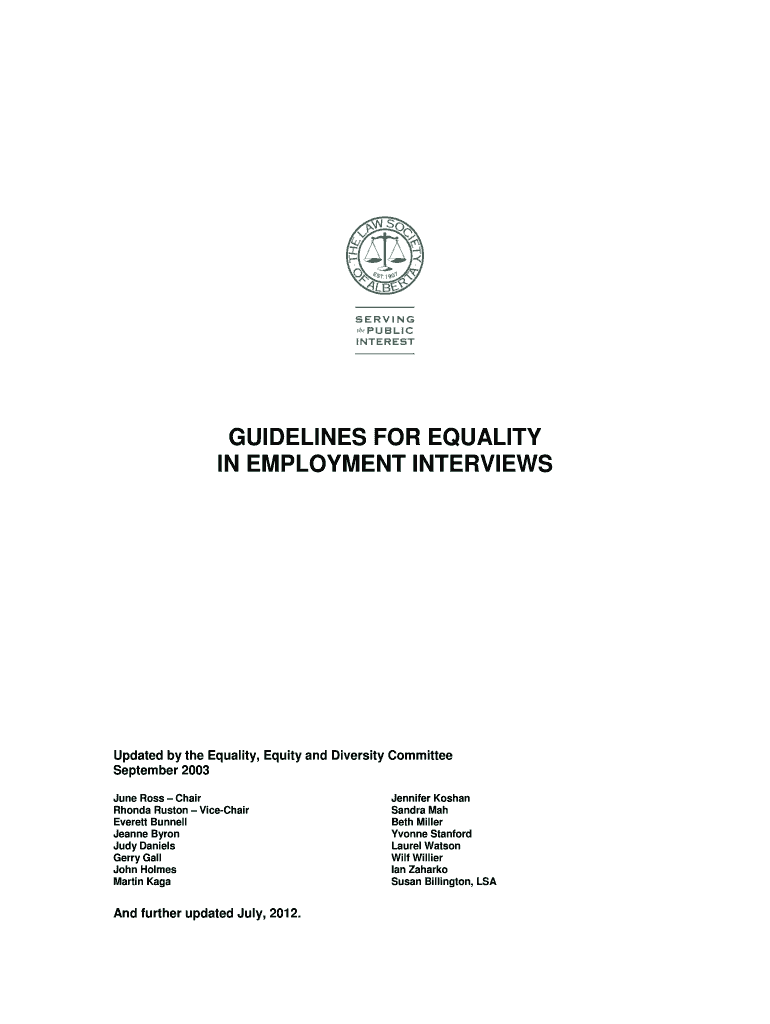 Fillable Online GUIDELINES FOR EQUALITY Fax Email Print - pdfFiller