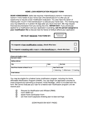 HOME LOAN MODIFICATION REQUEST Doc Template | pdfFiller