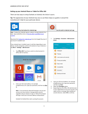 Fillable Online ANDROID OFFICE 365 SETUP Fax Email Print - pdfFiller