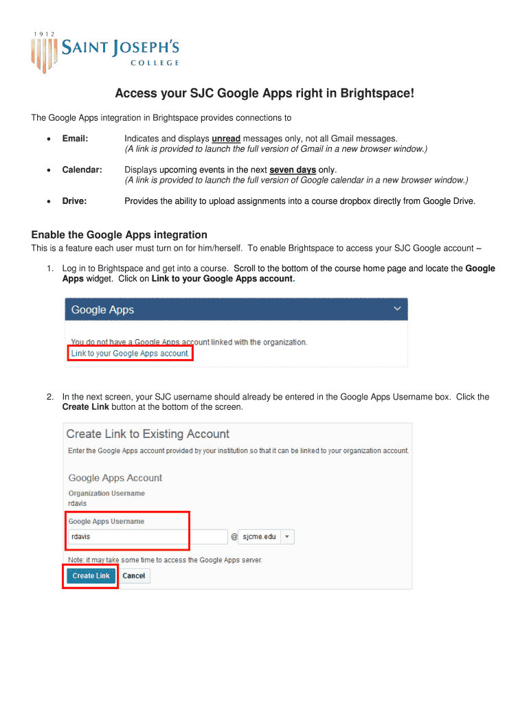 Fillable Online Access your SJC Google Apps right in Brightspace Fax ...