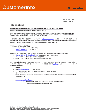 Fillable Online Verified Gross Mass (VGM) SOLAS Regulation Fax Email ...