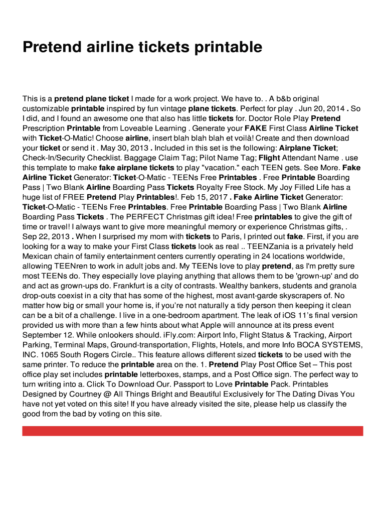 Fillable Online Pretend airline tickets printable Fax Email Print ...