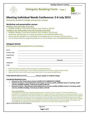 Fillable Online Booking reference number: Fax Email Print - pdfFiller