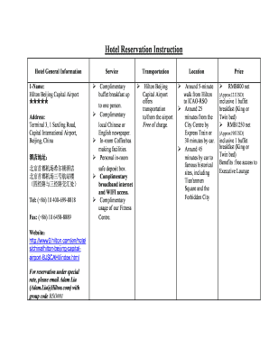 Fillable Online Hotel Reservation Instruction Fax Email Print - pdfFiller