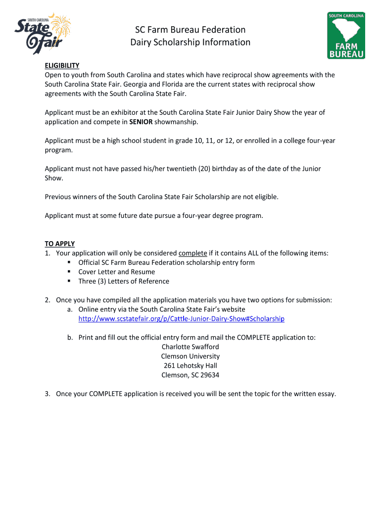 Fillable Online SC Farm Bureau Federation Fax Email Print - pdfFiller