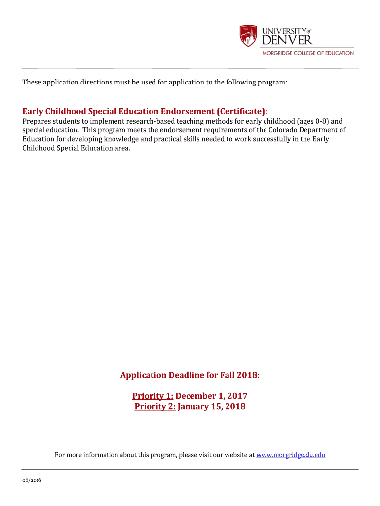 Fillable Online Early Childhood Special Education Endorsement (Certificate): Fax Email Print ...