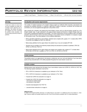 Fillable Online PORTFOLIO REVIEW Information2016 Fax Email Print ...