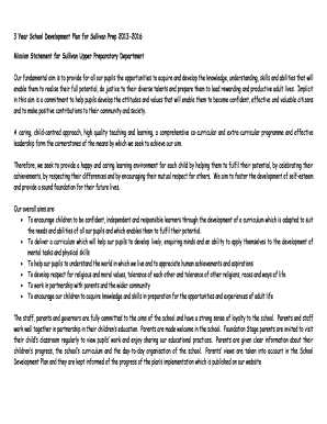 Fillable Online 3 Year School Development Plan for Sullivan Prep 2013 ...