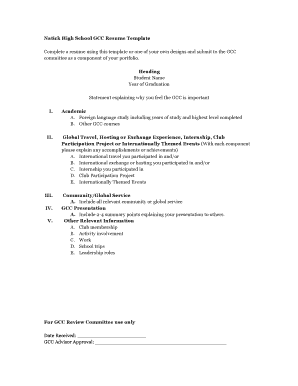 Fillable Online Natick High School GCC Resume Template Fax Email Print ...