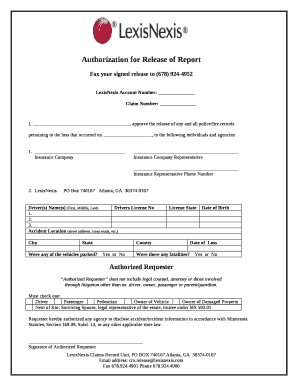 Authorization for Release of Report Doc Template | pdfFiller