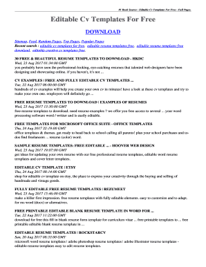 Fillable Online #1 Book Source : Editable Cv Templates For Free - Full ...