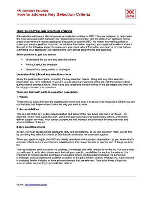 Fillable Online How to address Key Selection Criteria Fax Email Print ...