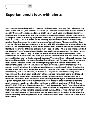 Fillable Online Experian credit lock with alerts Fax Email Print ...