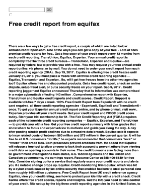Fillable Online Free credit report from equifax Fax Email Print - pdfFiller