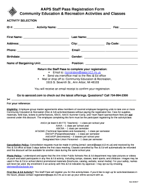 AAPS Staff Pass Registration Doc Template | pdfFiller