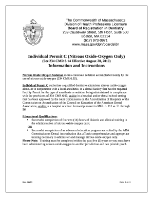 Individual Permit C (Nitrous Oxide-Oxygen Only) Doc Template | pdfFiller