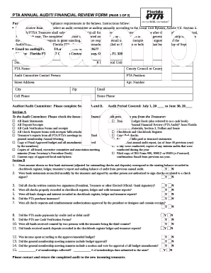 PTA annual AUDIT/ FINANCIAL REVIEW (PAGE 1 of 2) Doc Template | pdfFiller