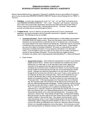 Fillable Online Business Internet Banking Service Agreement (Agreement ...