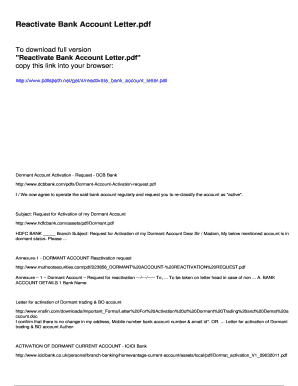 Application For Reactivate Bank Account - Fill Online, Printable ...